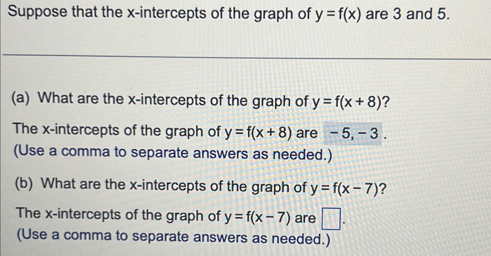 Solved Suppose that the x-intercepts of the graph of y=f(x) | Chegg.com