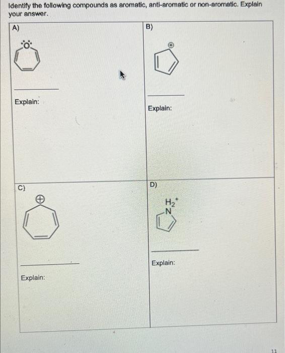 Solved Identify the following compounds as aromatic, | Chegg.com
