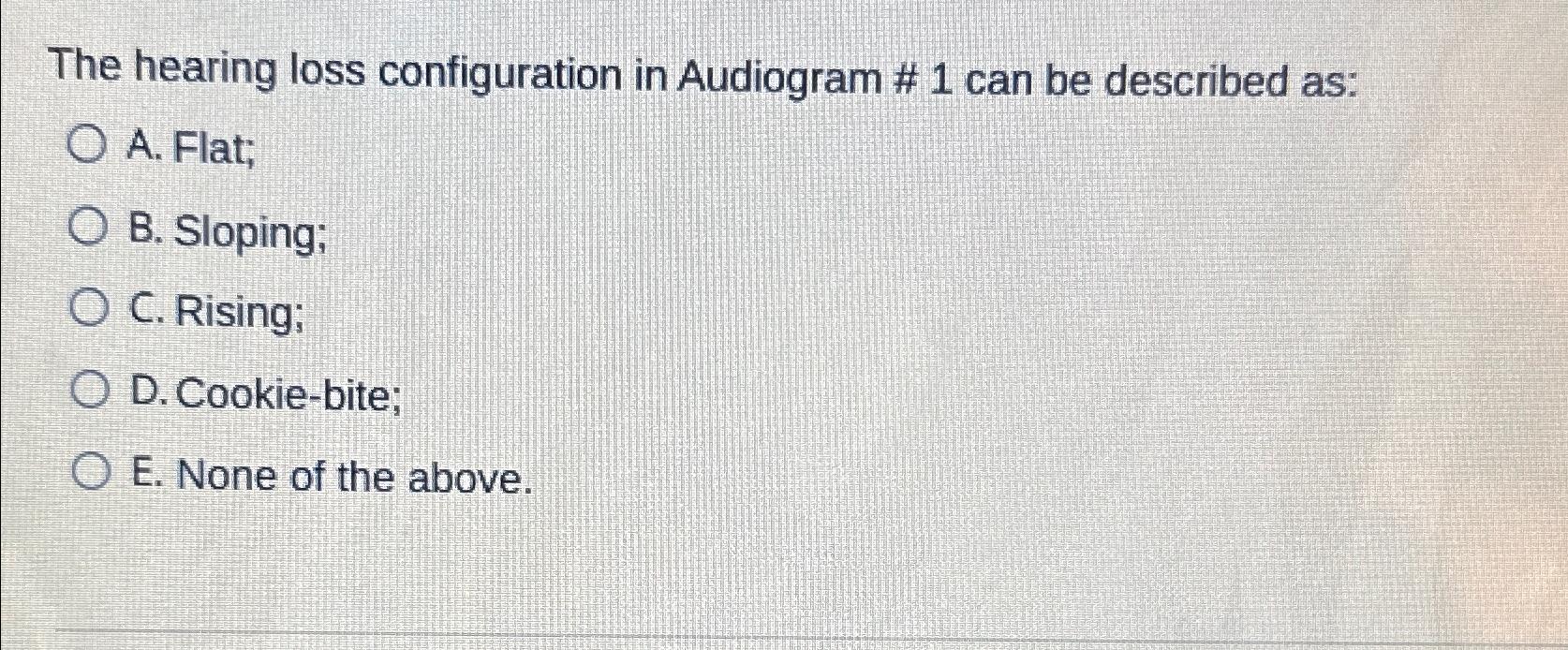 Solved The hearing loss configuration in Audiogram # 1 ﻿can | Chegg.com