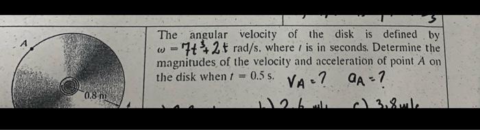 Solved The angular velocity of the disk is defined by | Chegg.com