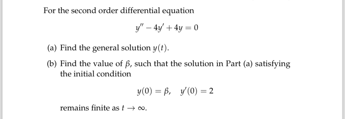 Solved For the second order differential | Chegg.com