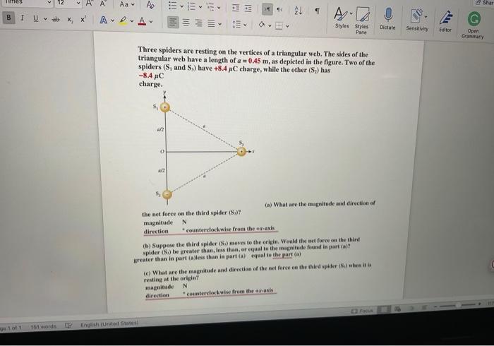 Solved Three spiders are resting on the vertices of a | Chegg.com