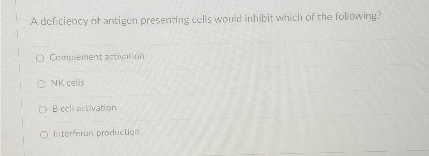 Solved A deficiency of antigen presenting cells would | Chegg.com