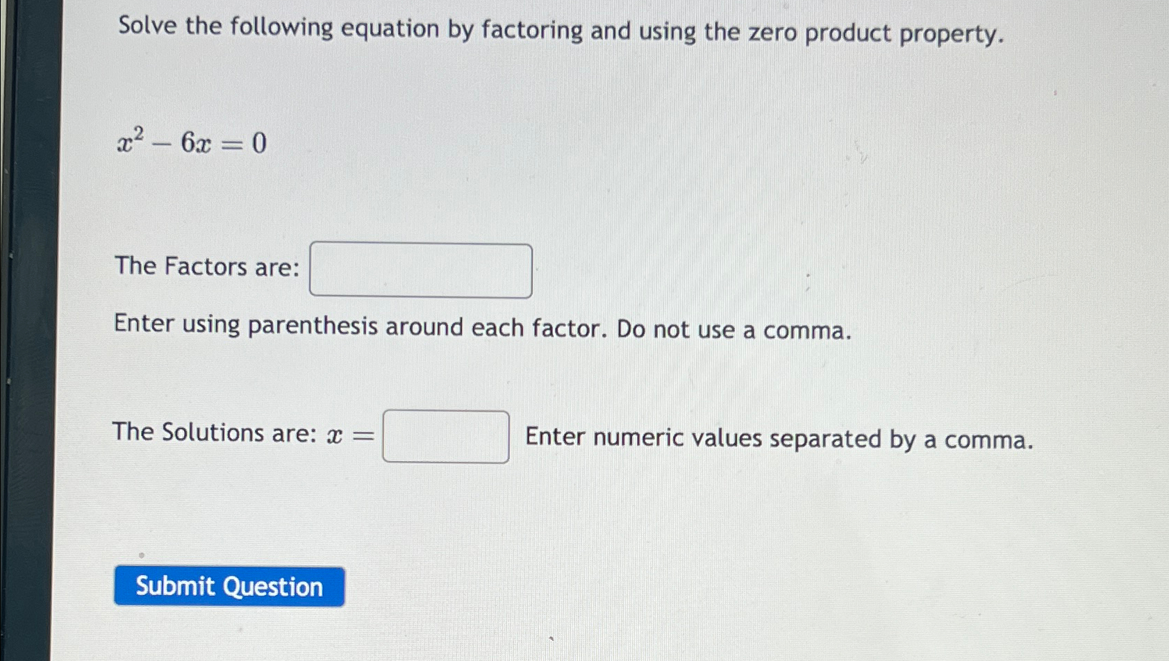 Solved Solve the following equation by factoring and using | Chegg.com