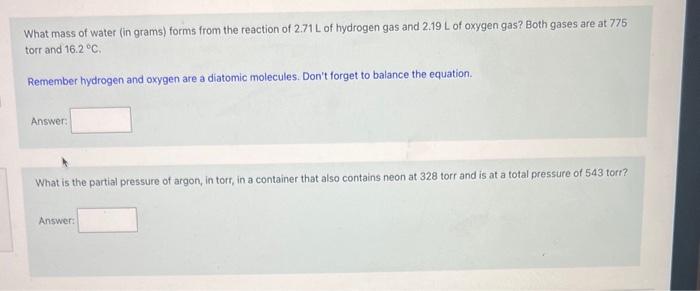 Solved What mass of water (in grams) forms from the reaction | Chegg.com