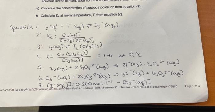 Using the appropriate equations from the 'Background | Chegg.com