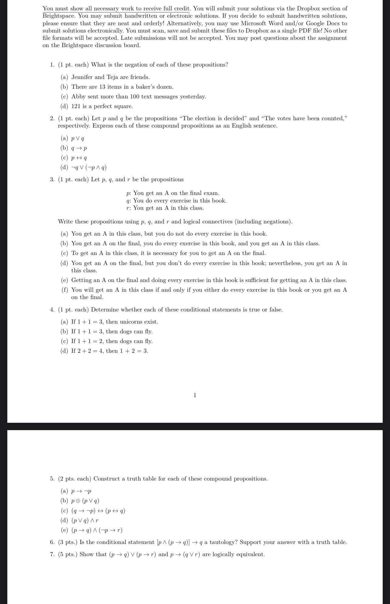Solved You must show all necessary work to receive full | Chegg.com