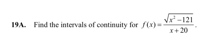 Solved 19A. ﻿Find the intervals of continuity for | Chegg.com