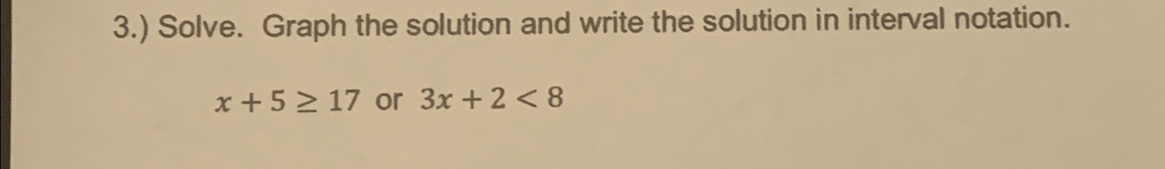 Solved 3.) ﻿Solve. Graph the solution and write the solution | Chegg.com