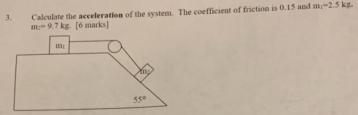 Solved Calculate the acceleration of the system. The | Chegg.com