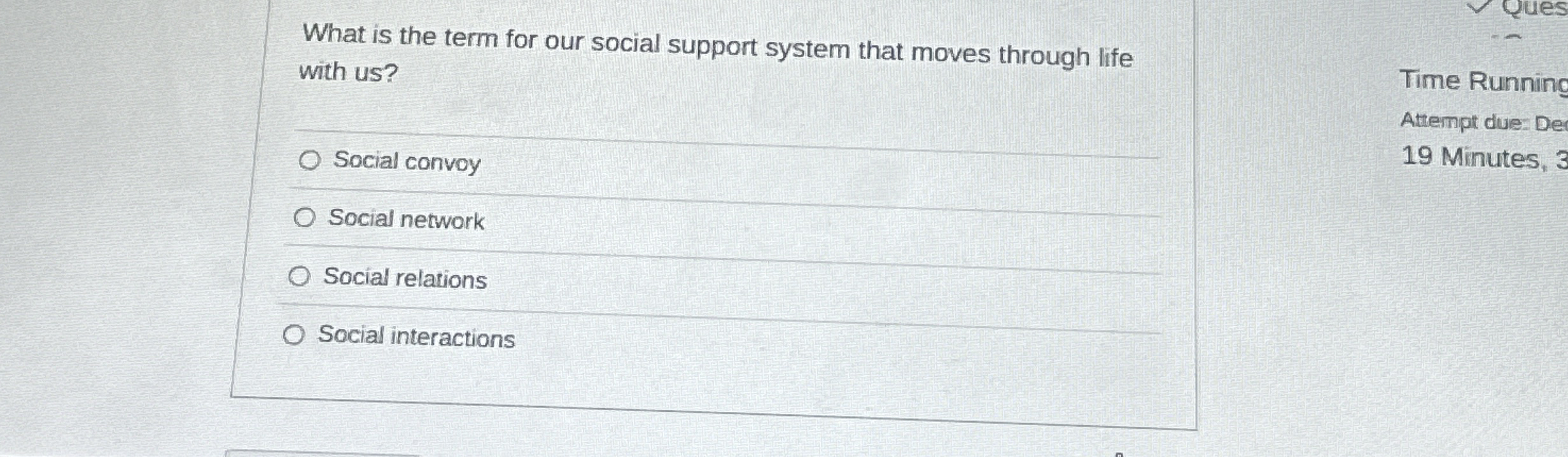 Solved What is the term for our social support system that | Chegg.com