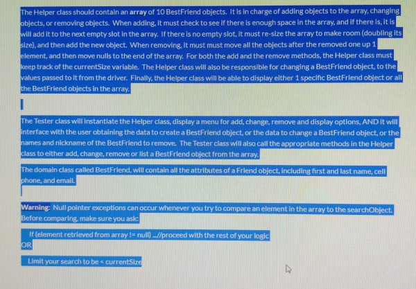 Solved package bestfriendsarray; 7 import java.util.Objects; | Chegg.com