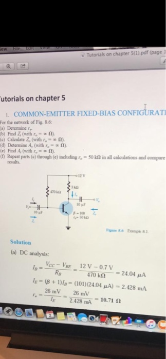Solved 5 Tutorials On Chapter 5 Common Emitter Fixed Bias