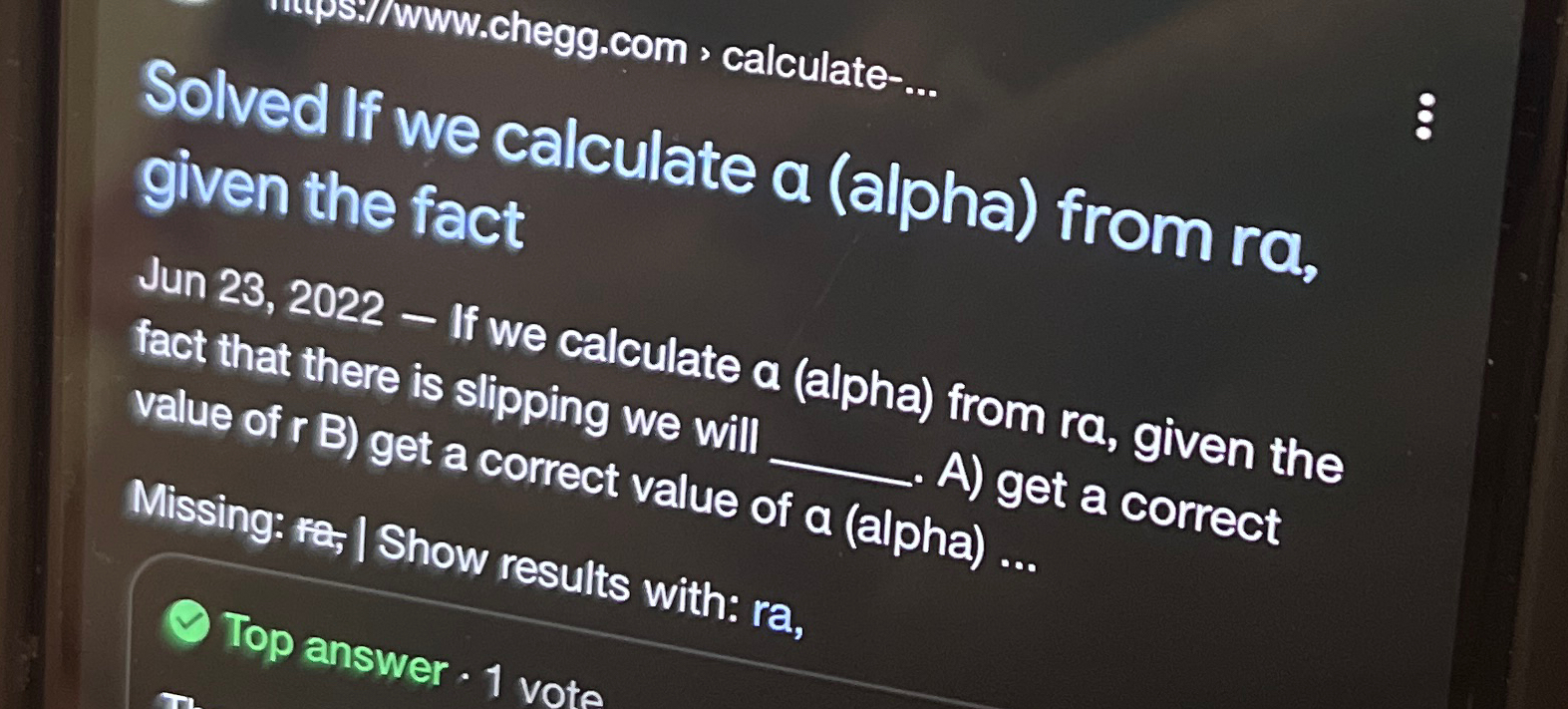 Solved given the calculate a (alpha) ﻿from ra,fact that | Chegg.com