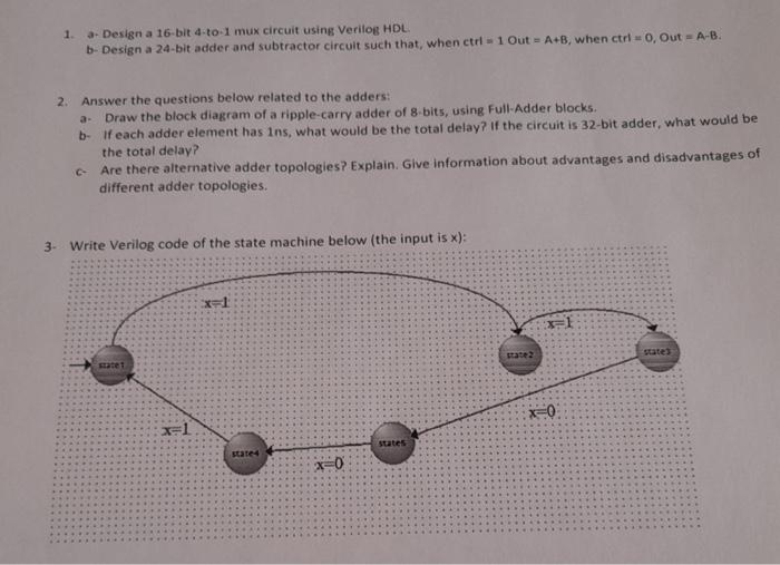 Solved 1. Design a 16-bit 4-to-1 mux circuit using Verilog | Chegg.com