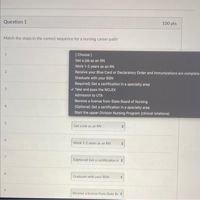 Solved Match the steps in the correct sequence for a nursing | Chegg.com