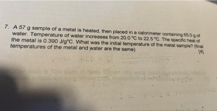 Solved what is the initial temperature of the metal sample? | Chegg.com