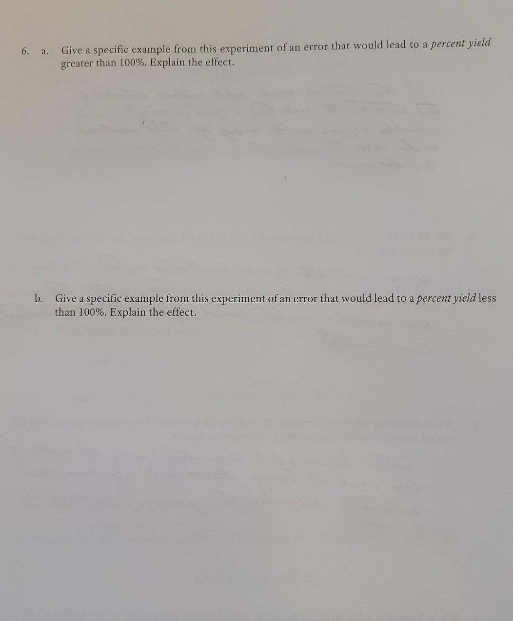 Solved 6. a. Give a specific example from this experiment of | Chegg.com