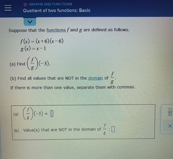 Solved Graphs And Functions Quotient Of Two Functions Basic 4086