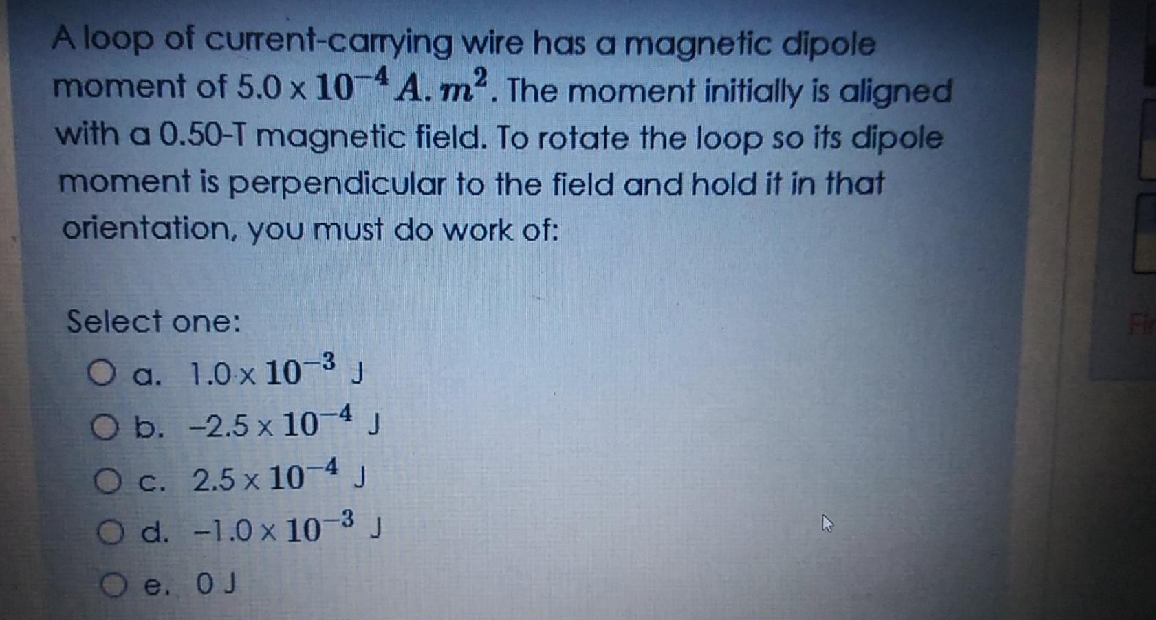 Solved A loop of current-carrying wire has a magnetic dipole | Chegg.com
