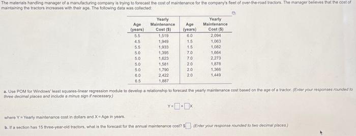 Solved Jse POM for Windows' least squares-linear regression | Chegg.com