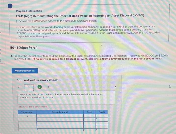 Solved Required information E9-11 (Algo) Demonstrating the | Chegg.com