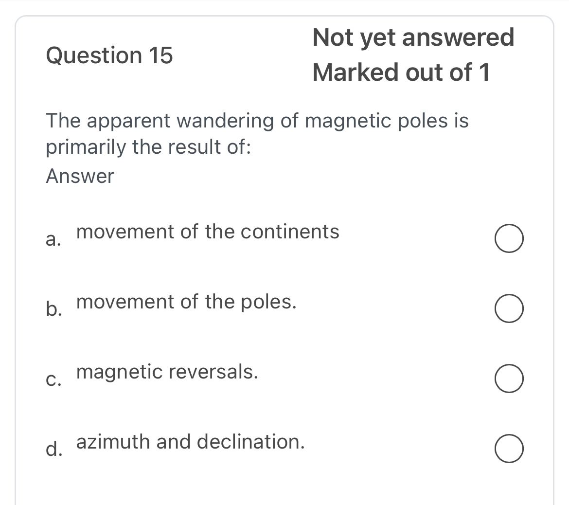 Solved Question 15Not yet answered Marked out of 1The | Chegg.com