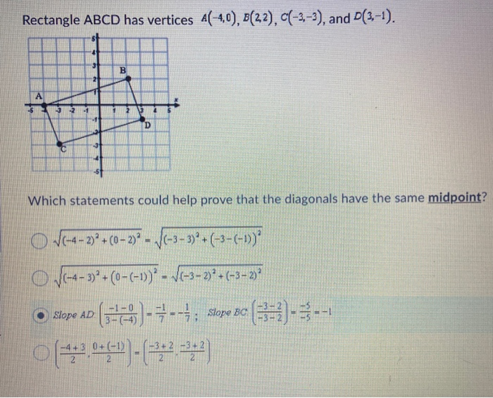 Solved Rectangle ABCD has vertices A(-4,0), B(22), (-3,-3), | Chegg.com