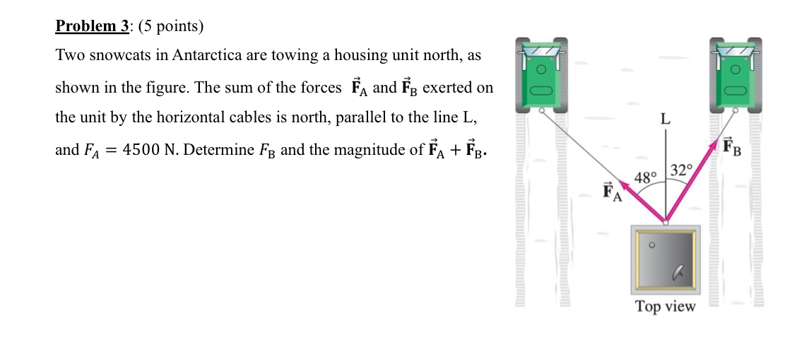 Solved Problem 3: (5 ﻿points)Two snowcats in Antarctica are | Chegg.com