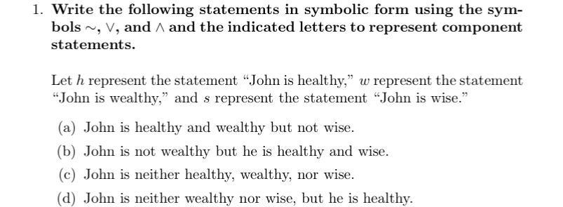 Solved Write the following statements in symbolic form using | Chegg.com