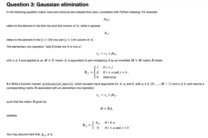 Question 3: Gaussian elimination In the following | Chegg.com