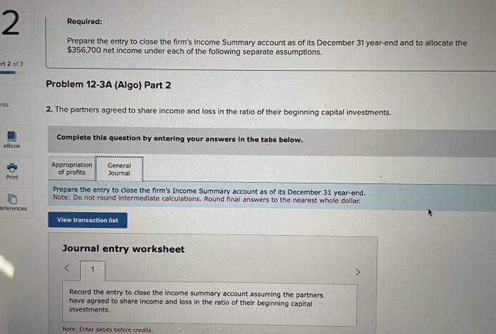 Solved Required information Problem 12-3A (Algo) Allocating | Chegg.com