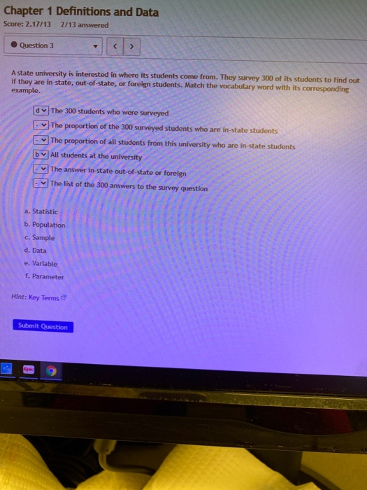 Solved Chapter 1 Definitions and Data Score: 2.17/13 2/13 | Chegg.com