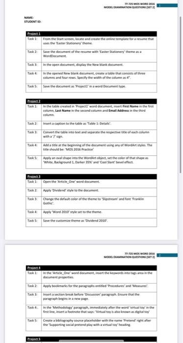 Solved NAME: STUDENT ID: Project 1 Task 1: Task 2: Task 3: | Chegg.com
