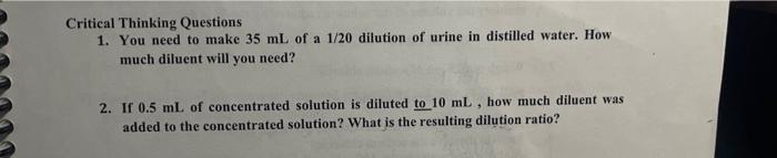 Solved ritical Thinking Questions 1. You need to make 35 mL | Chegg.com