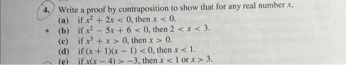 Solved Write a proof by contraposition to show that for any | Chegg.com
