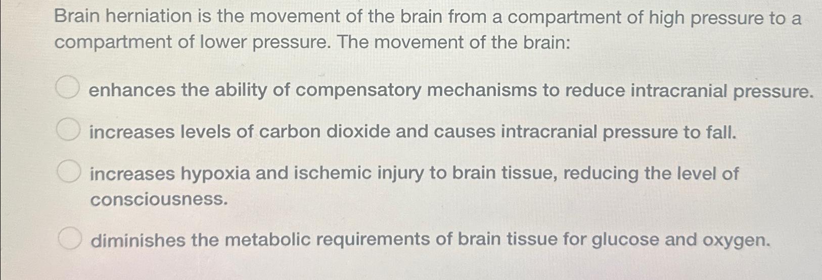 Solved Brain herniation is the movement of the brain from a | Chegg.com