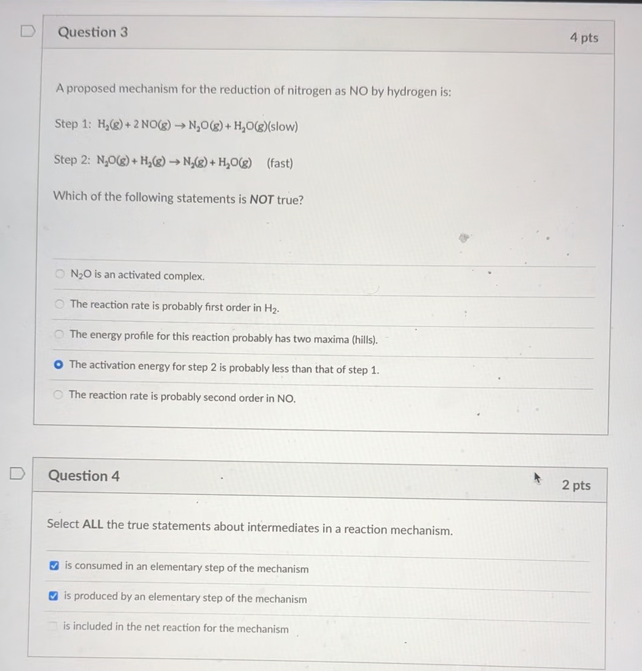 Solved Question 34 ﻿ptsA proposed mechanism for the | Chegg.com