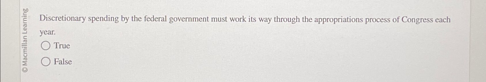 Solved Discretionary spending by the federal government must | Chegg.com