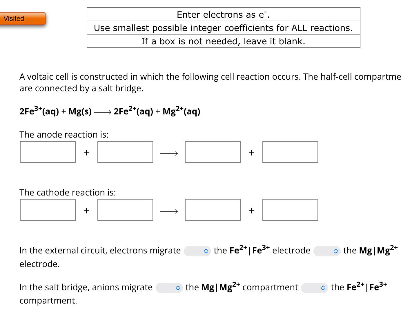 Solved Enter electrons as e-.Use smallest possible integer | Chegg.com