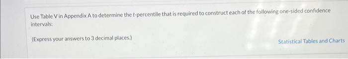 Solved Use Table V in Appendix A to determine the | Chegg.com