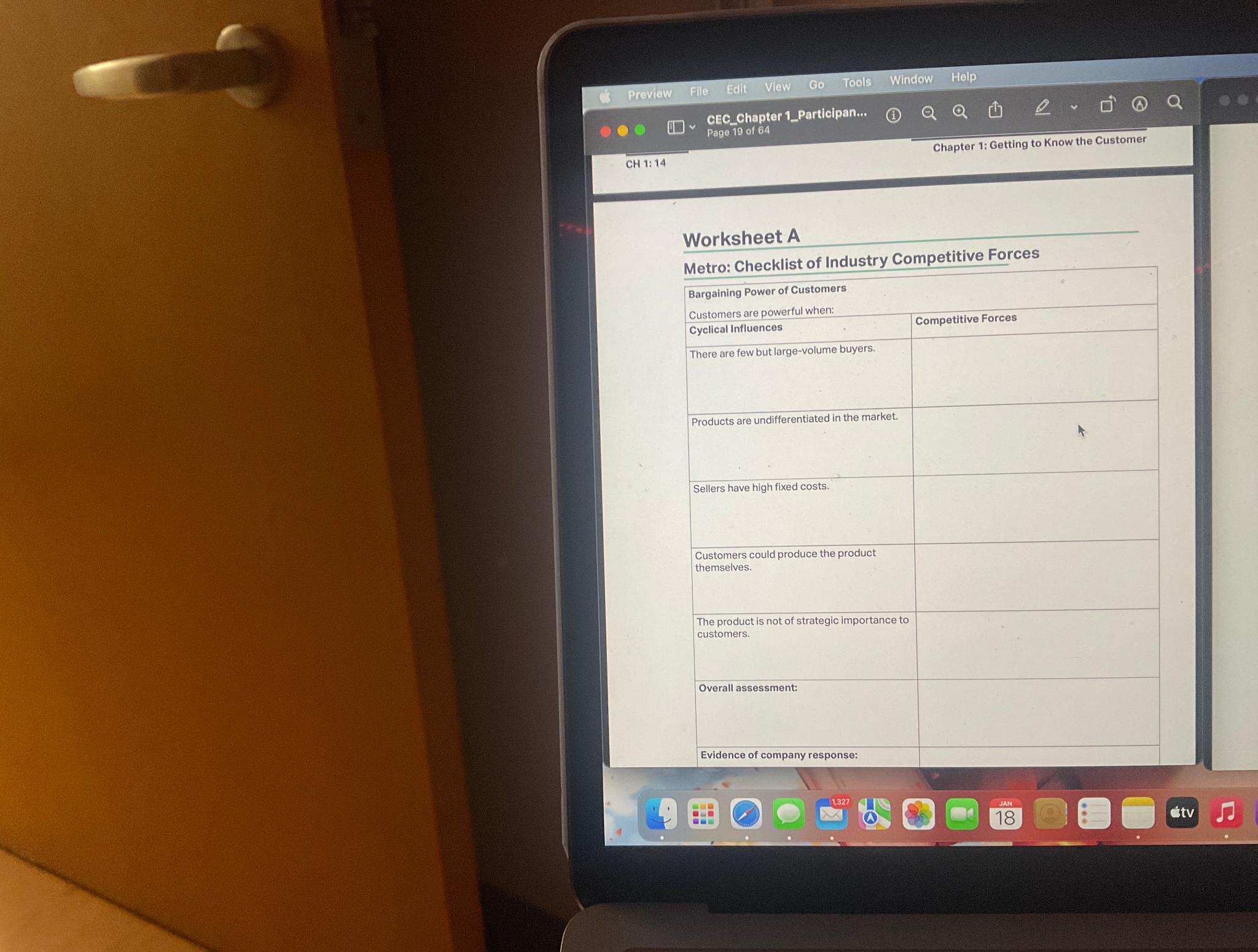 Solved Worksheet AMetro: Checklist of Industry Competitive | Chegg.com