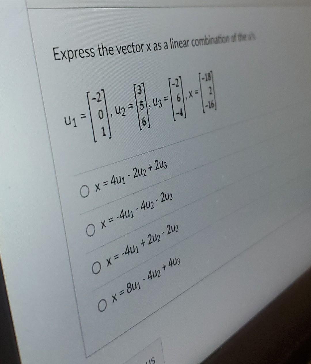 Solved Express the vector x as a linear combinaton d itensis | Chegg.com