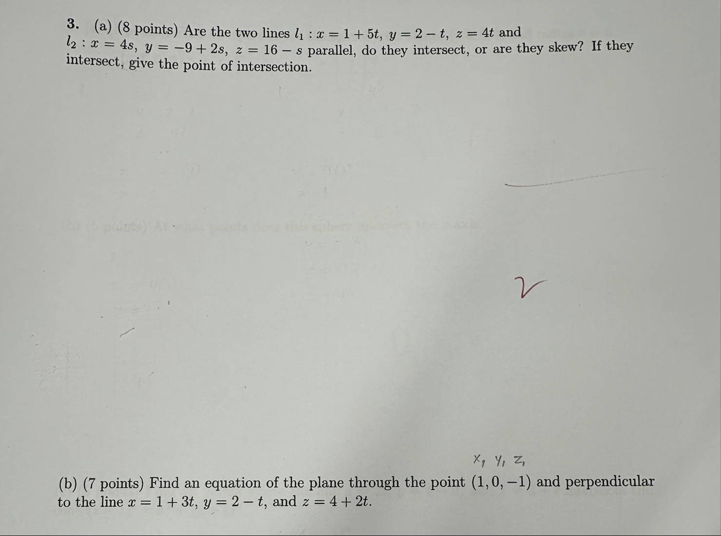 Solved (a) (8 ﻿points) ﻿Are the two lines | Chegg.com