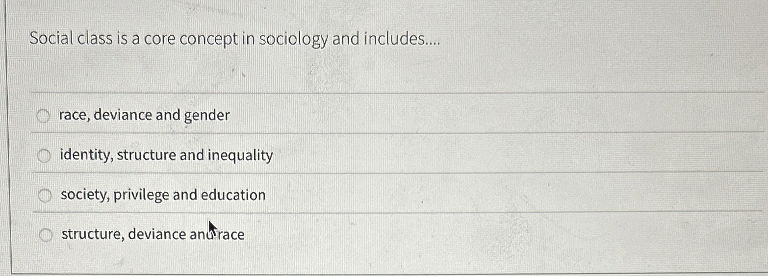 Solved Social class is a core concept in sociology and | Chegg.com