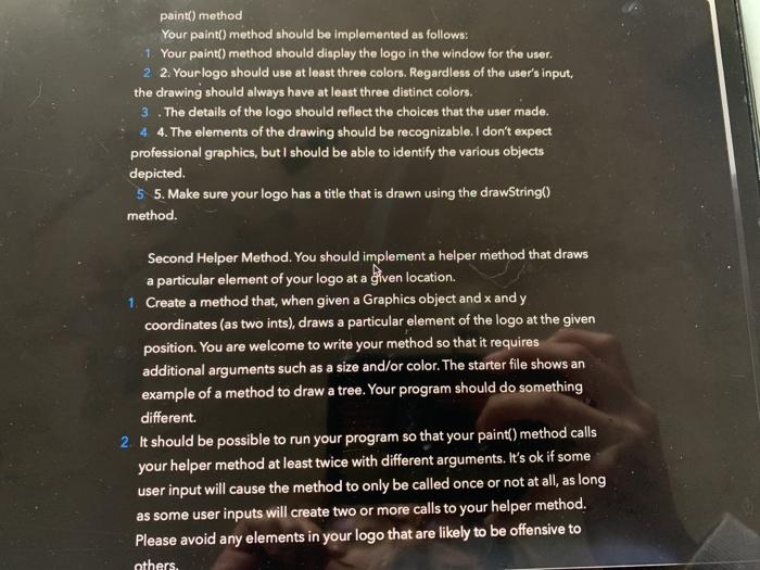 Solved sS Your init() method should do the following things | Chegg.com
