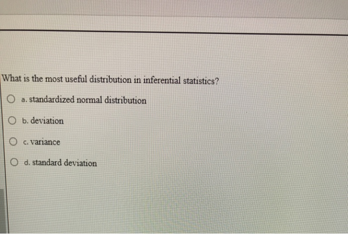 Solved What is the most useful distribution in inferential | Chegg.com