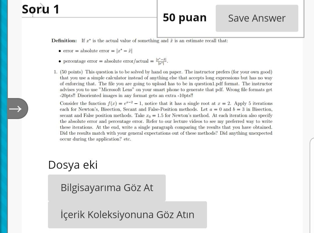 Soru 1 50 puan Save Answer Definition: If r is the | Chegg.com