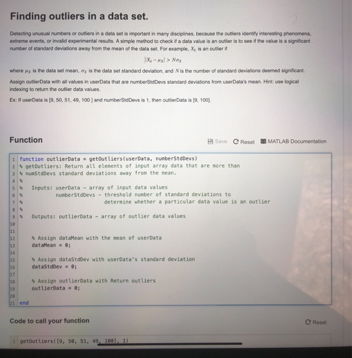 Solved Finding Outliers In A Data Set Detecting Unusual