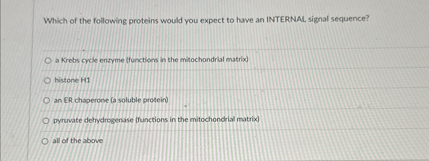 Solved Which of the following proteins would you expect to | Chegg.com